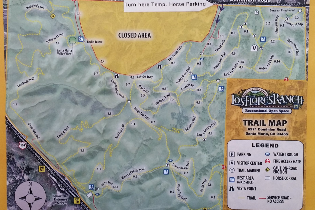 Trails map of Los Flores Ranch - SLO Horse News